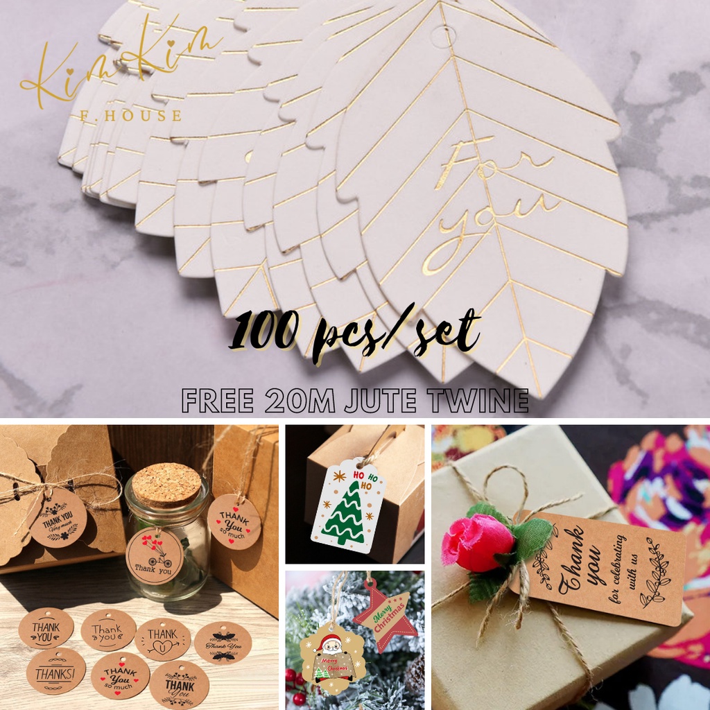 50/100PCS Round Thank You Gift Tag, Wavy Side Labels, Kraft Paper Gift ...