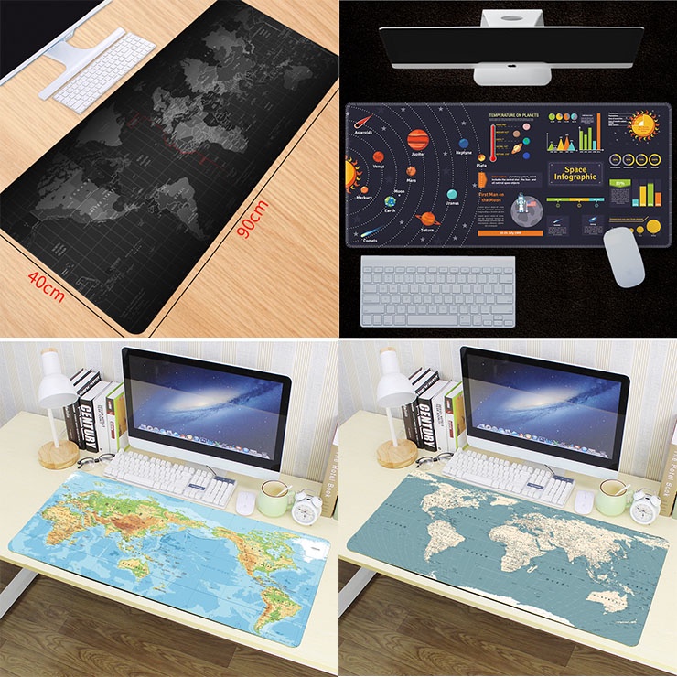 World Map Gaming mouse Mat, Desk Pad. Anti Fray Cloth, Stitched edges ...