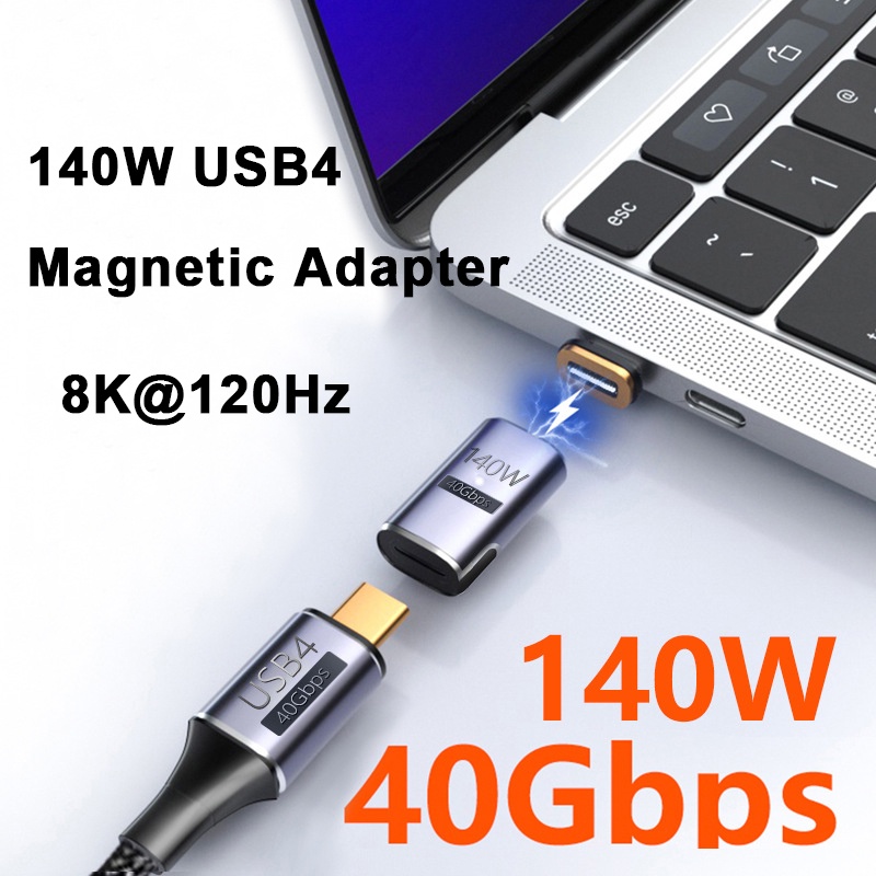 140W 24 Pin USB4 PD3.1 Magnetic Type-C Adapter 5A 8K@120Hz 40Gbps USB-C ...