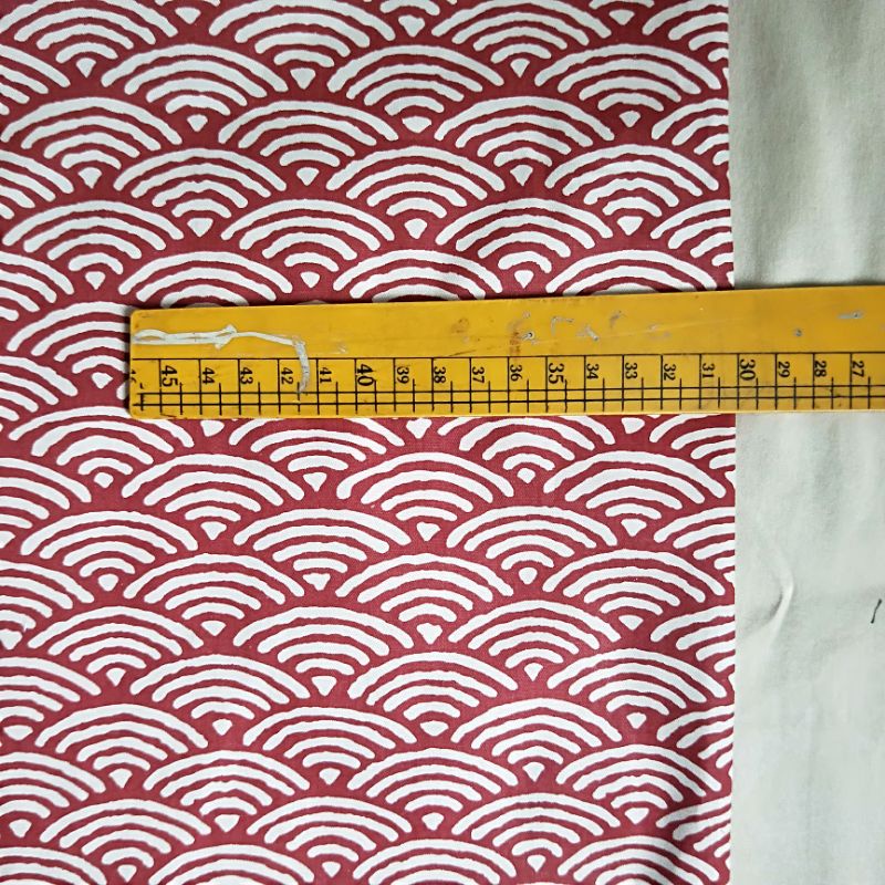 Red Cotton Fabric, sold by the Yard, Red and Beige Rising Sun Design ...