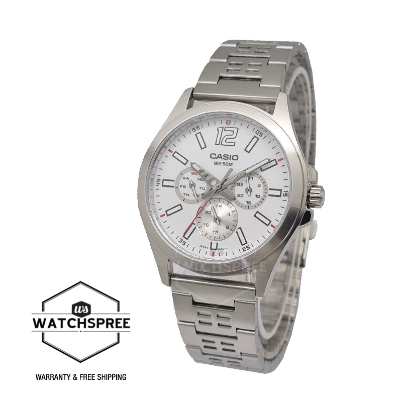 Casio Mens Analog Stainless Steel Band Watch Mtpe350d 7b Mtp E350d 7b Shopee Singapore