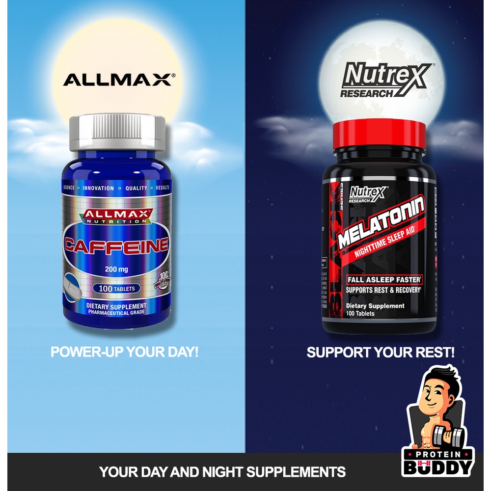 Caffeine 200mg Tablets Allmax (100 tabs) or Nutrex Melatonin Nighttime ...