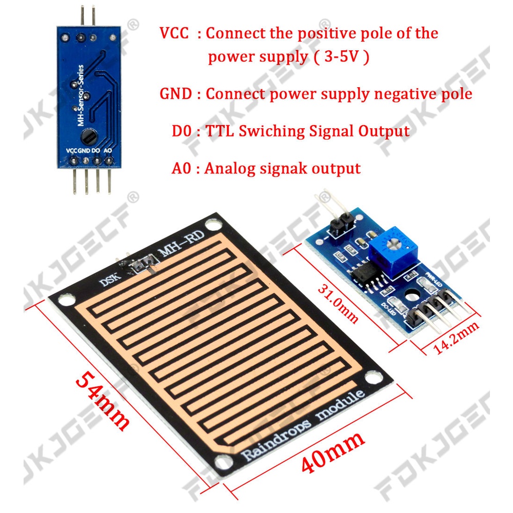 DC 3.3V-5V Snow/Raindrops Detection Sensor Module Dual Double sided ...