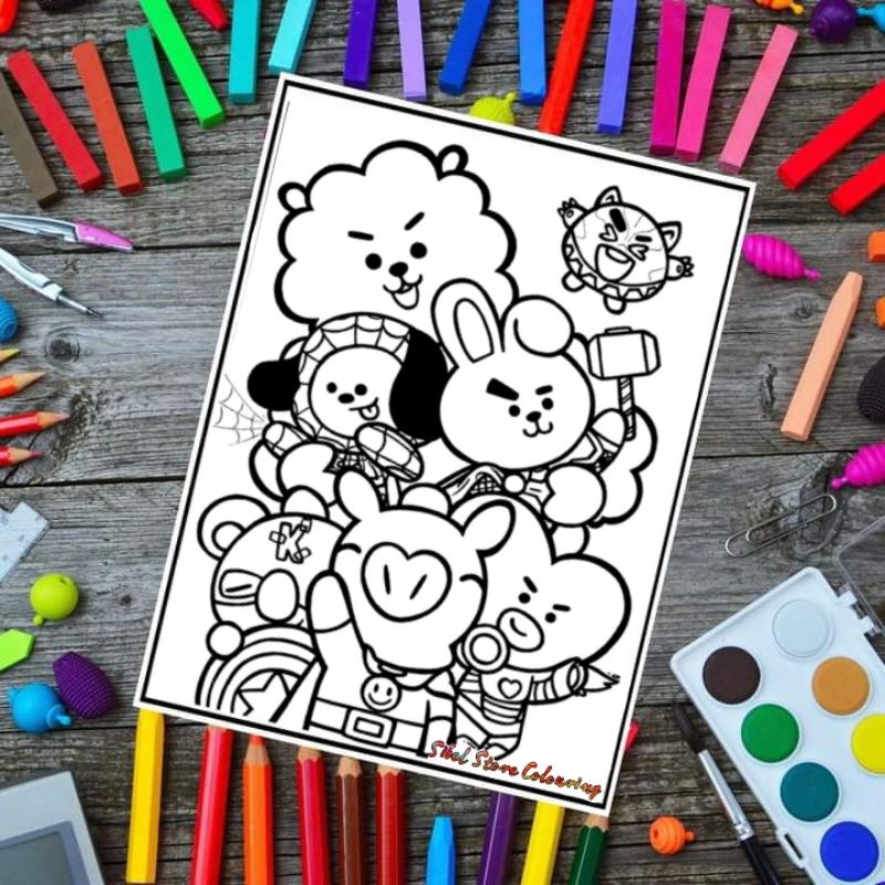 Bt21 Theme Children's Coloring Paper/BTS/Drawing Paper (10 Sheets ...