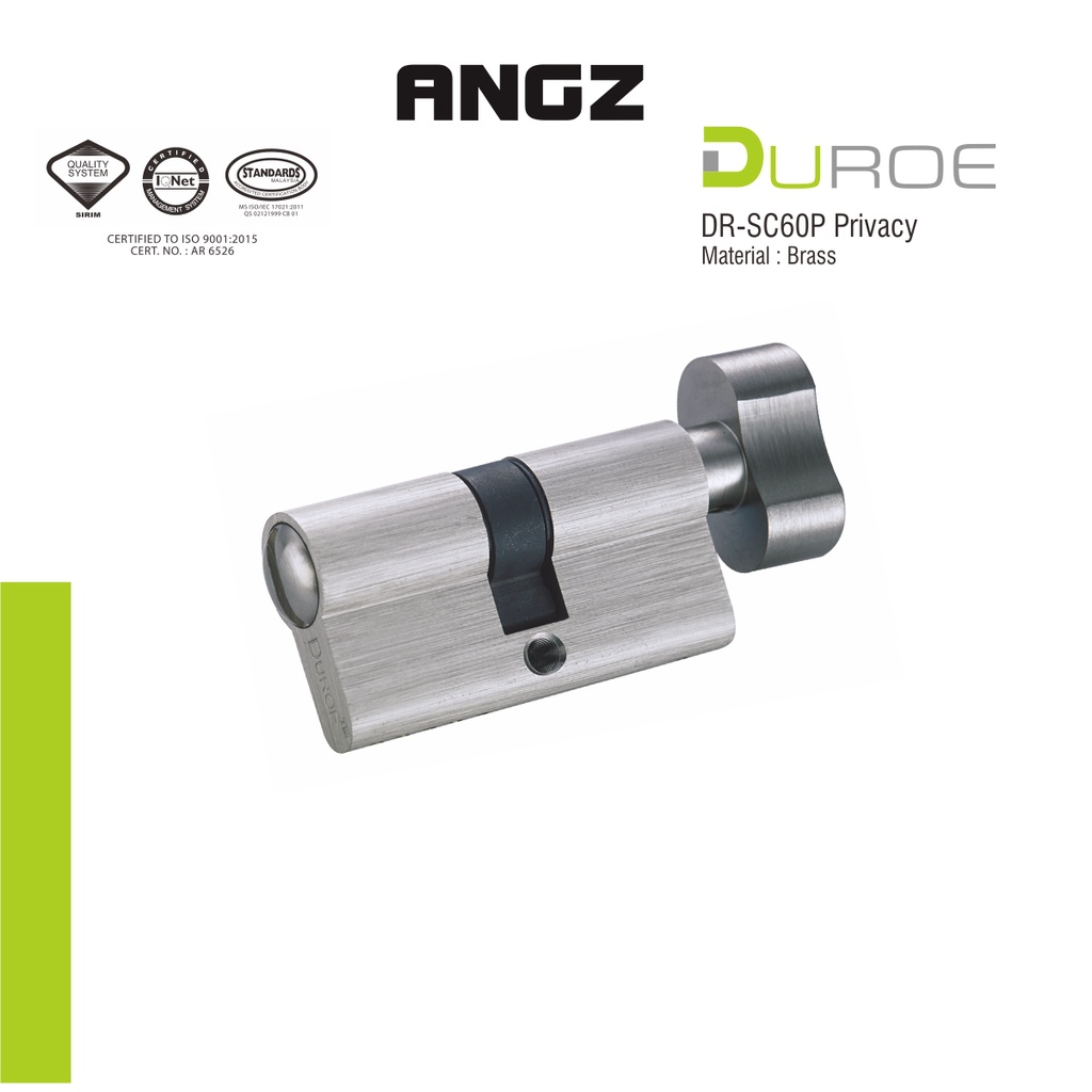 Non-Computer Cylinder Room Door Lock DUROE Cylinder DR-SC60P Brass ...