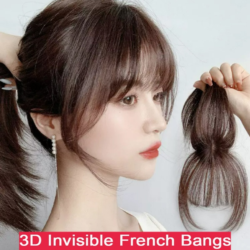 3D Invisible bangs Seamless Hairpieces for Girl Fashion clip Synthetic ...