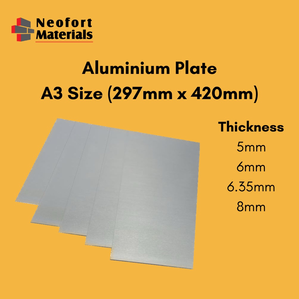 Aluminium Plate A3 Size (297mm x 420mm) 5mm 6mm 6.35mm 8mm | Shopee ...