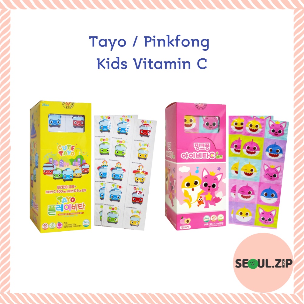 Tayo the little Bus, Pinkfong Baby Shark Vitamin C Zinc Kids Vitamin ...