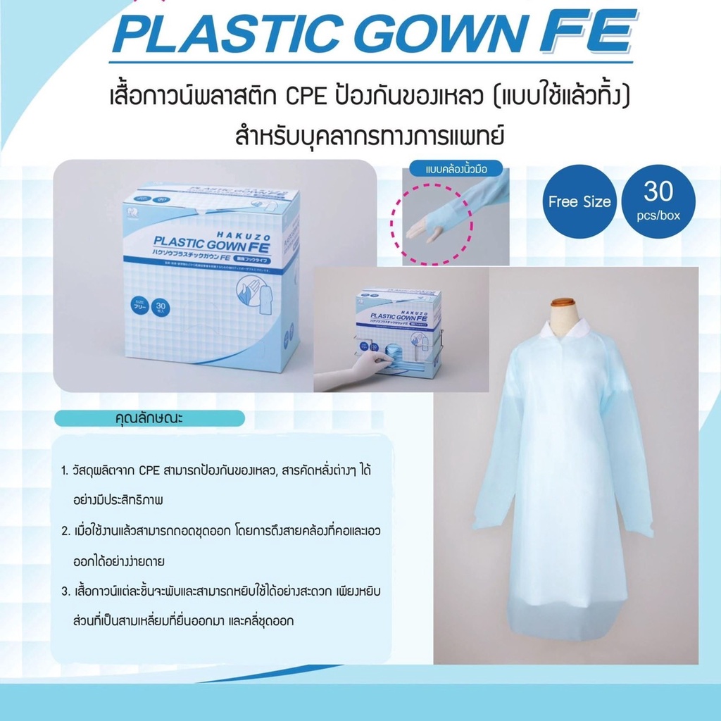 Protective Clear CPE Plastic Lab Coat HAKUZO (30 Set/Box) | Shopee ...