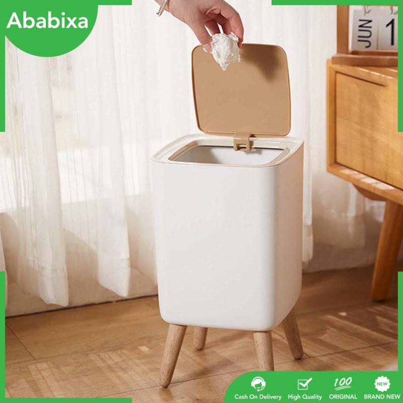[Ababixa] Trash Can with Lid Rubbish Bin 10L Storage Bucket Dustbin ...