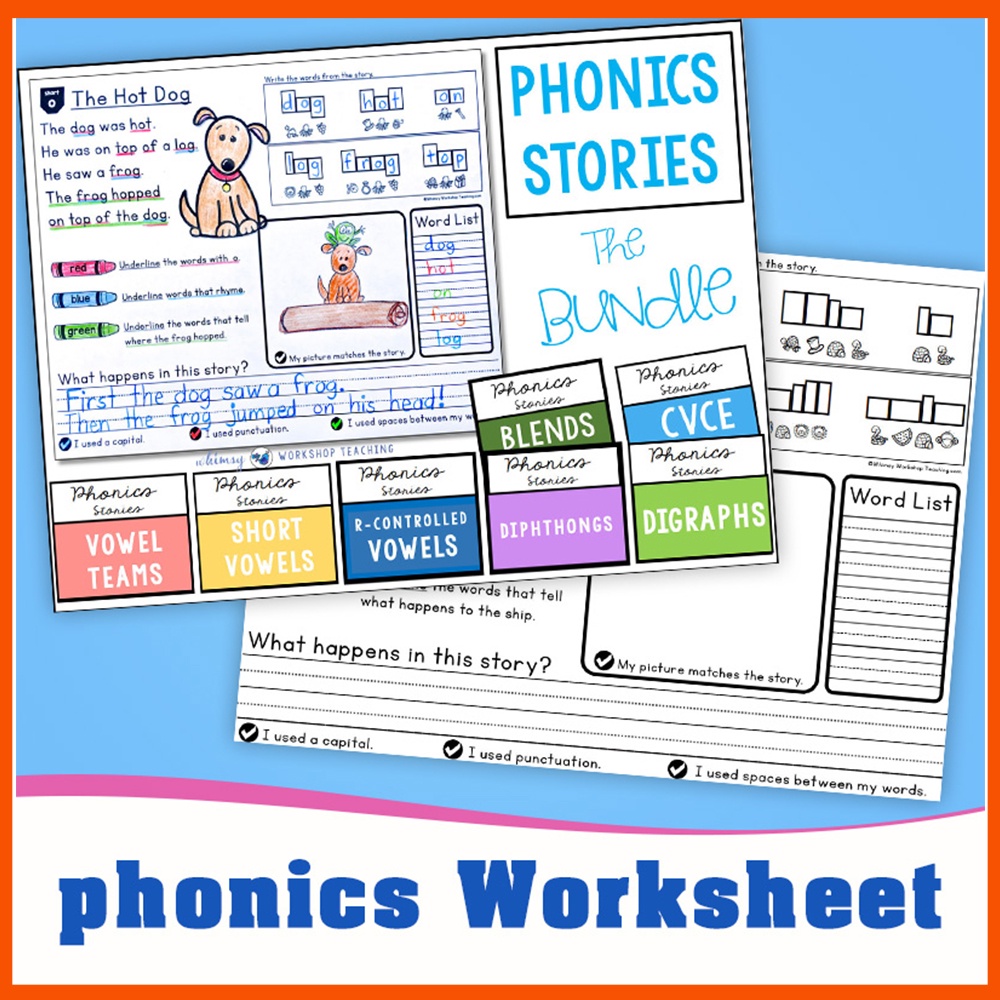 62pages Phonics Stories Worksheets Activities Workbook Preschool ...