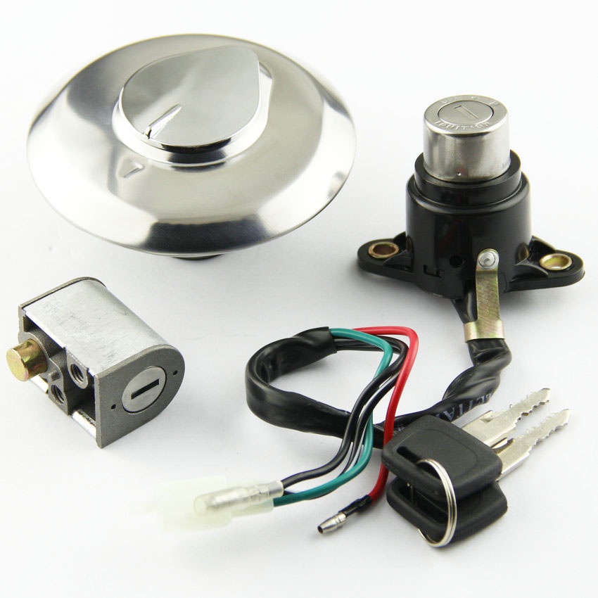 Universal Ignition Key Switch Lock+ Fuel Gas Cap Key + Seat Lock + Keys ...