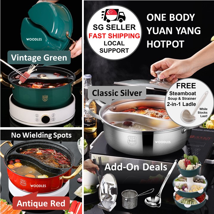 [SG Stock] WOODLES No Wielding 304-Stainless Steel Yuan Yang Non-Stick ...