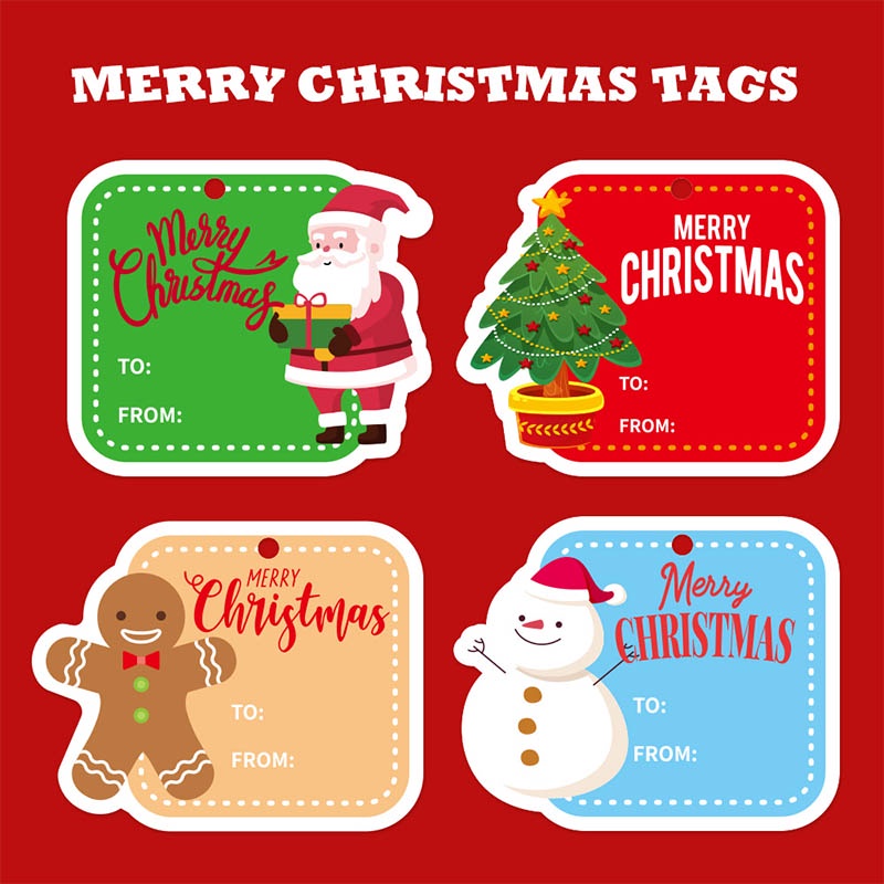 50 Pcs/Pack Merry Christmas Hang Tags Cartoon Santa Claus Christmas ...