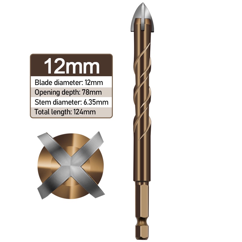 Cross Hex Hole Saw Tile Glass Cement Metal Ceramic Wood Plastic Alloy Triangle Drill Bit Size ...