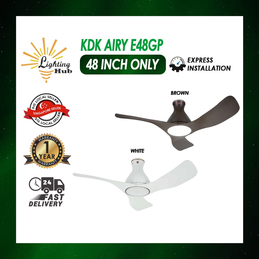 KDK Ceiling Fan (E48GP)/ DC MOTOR / TRI-TONE LED LIGHT/ WITH REMOTE CONTROL/ 1yr warranty from ...