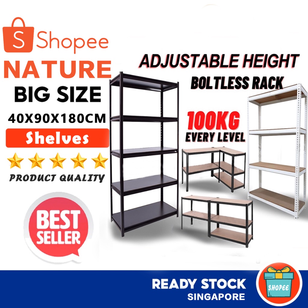 HDB Boltless Steel Shelf Store Warehouse Rack Kitchen Shelf Book Shelf ...