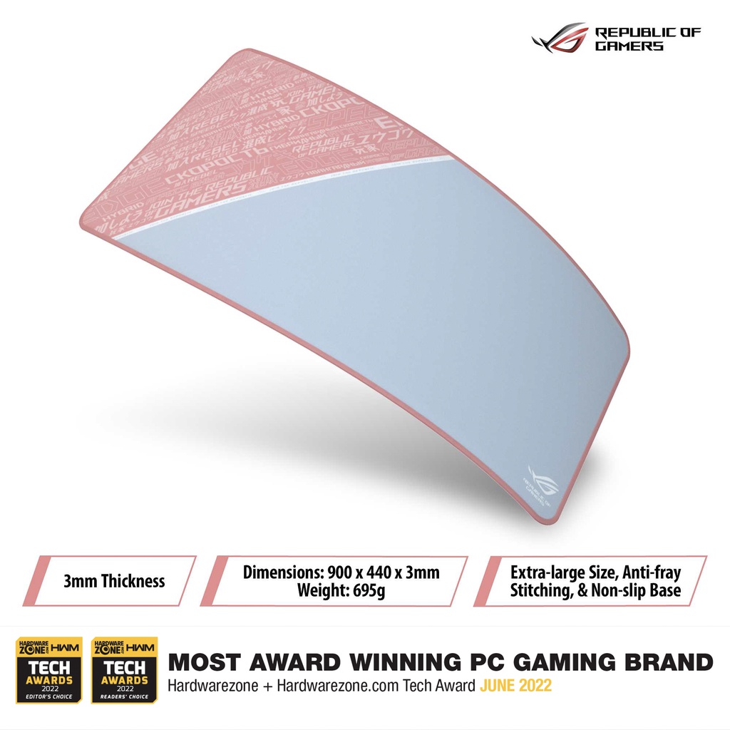 ASUS ROG Sheath PNK LTD with extra-large size, anti-fray stitching, and ...