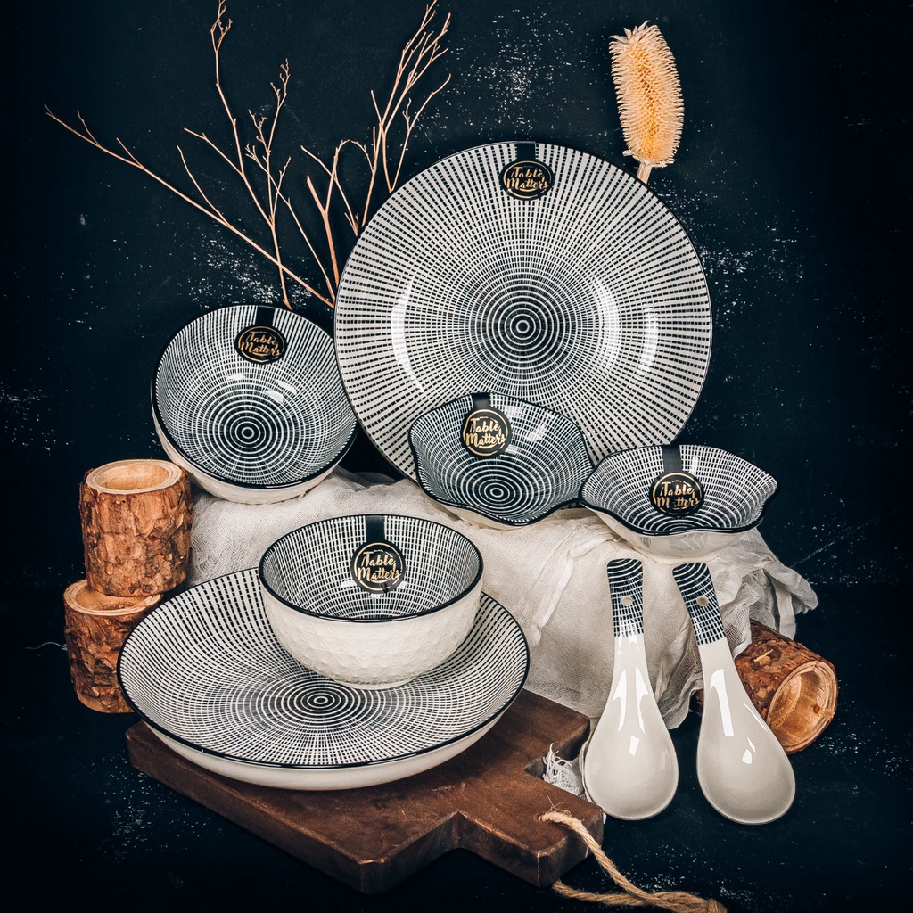 Table Matters - Scattered Lines 8PCS Dining Set [Coupe Plate| Rice Bowl ...