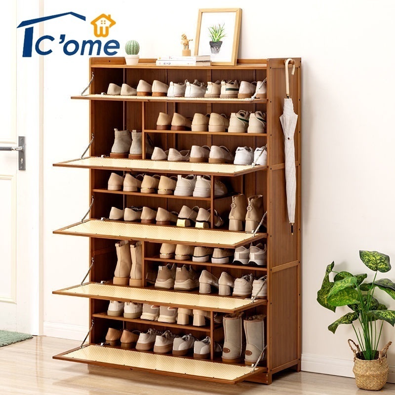 Rattan Bamboo Shoe Cabinet Deodorant Breathable Shoe Rack ...