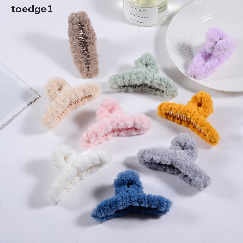 New Women Hair Claw Plush Clip Cute Korean Fall Winter Solid Elegant ...