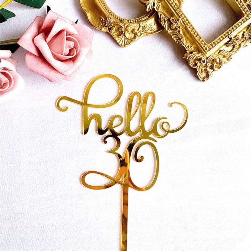 Acrylic CAKE TOPPER HELLO 30 HAPPY BIRTHDAY HAPPY BIRTHDAY TO THREE ...
