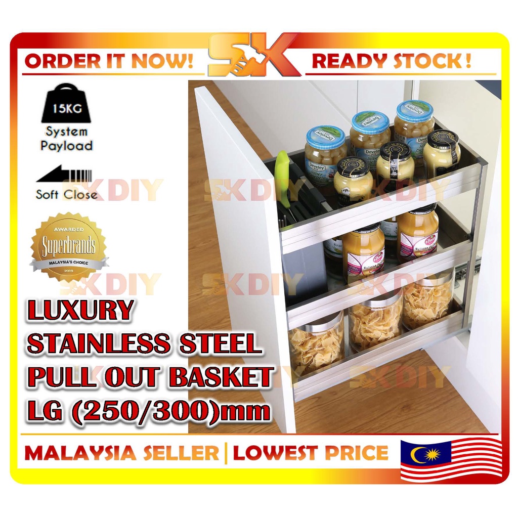 ECOWARE Luxury Stainless Steel Soft Close 3 Tier Multi-function Pull ...