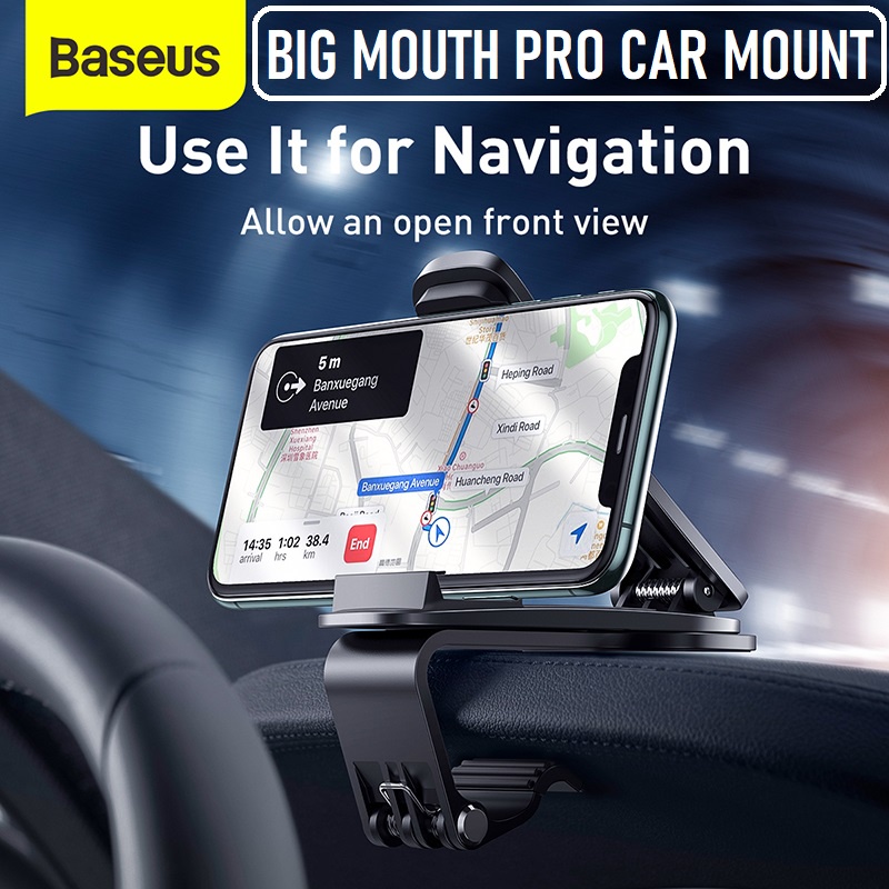 Baseus Big Mouth PRO Car Mount Dashboard Clamp Phone Holder | Shopee ...