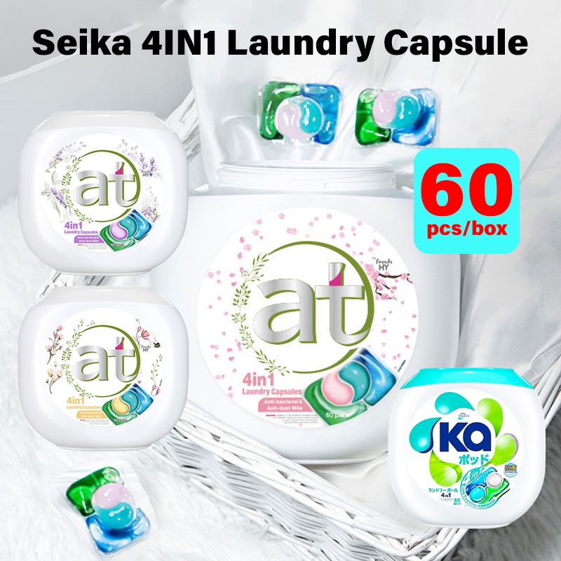 [60pcs] NEW PACKAGING SEIKA FRESH HY Cherry Blossom/Rose/Lavender/KA 4 in 1 Laundry Detergent ...