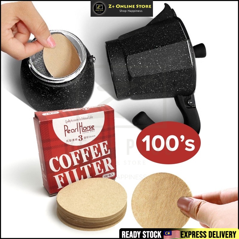 PEARLHORSE Moka Pot Filter Paper 100pcs (56mm/60mm) Unbleached Coffee ...