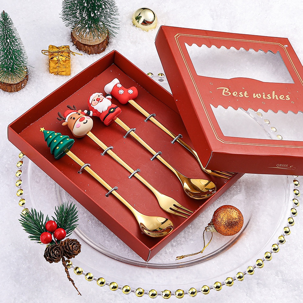 🇸🇬 SG Seller Christmas Spoon Cutlery Set Dessert Coffee Spoon Fruit ...