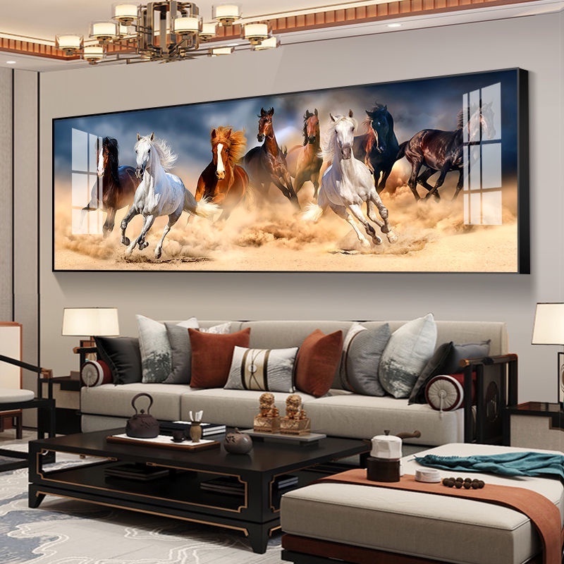 Eight Stallions wall painting Atmospheric decorative painting on the ...