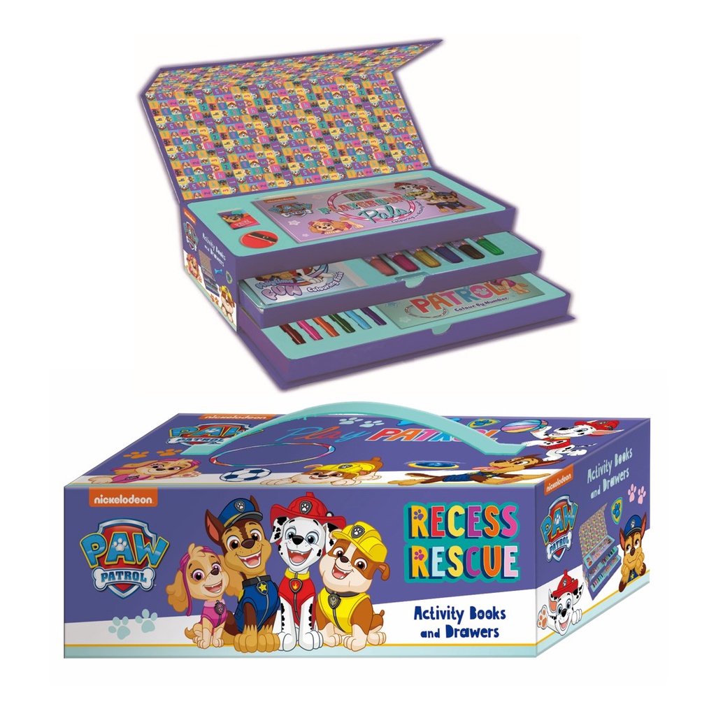 Paw Patrol 3 Books Colouring Activity Drawer Gift Set For Kids with ...