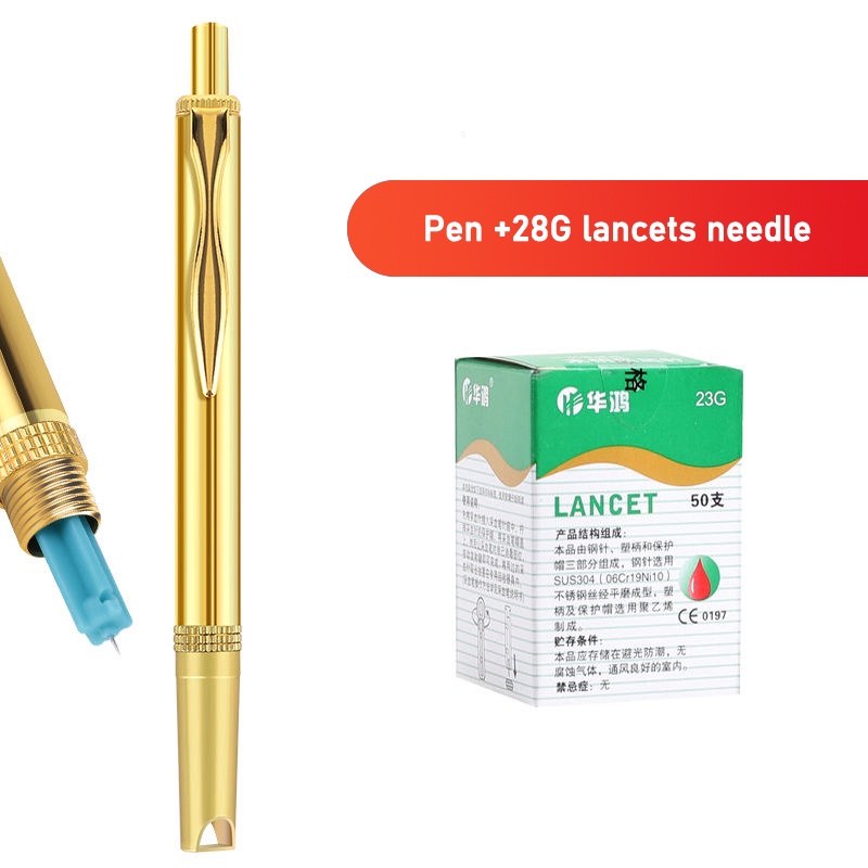 Pure Copper Gold color pen + 28 G Kotak Jarum Bekam / Alat Bekam Bekam ...