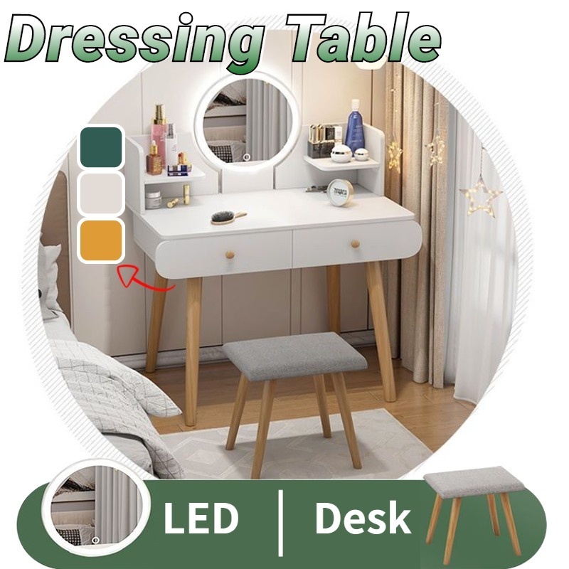 【Fast Delivery】Dressing table with mirror LED dressing table Large ...