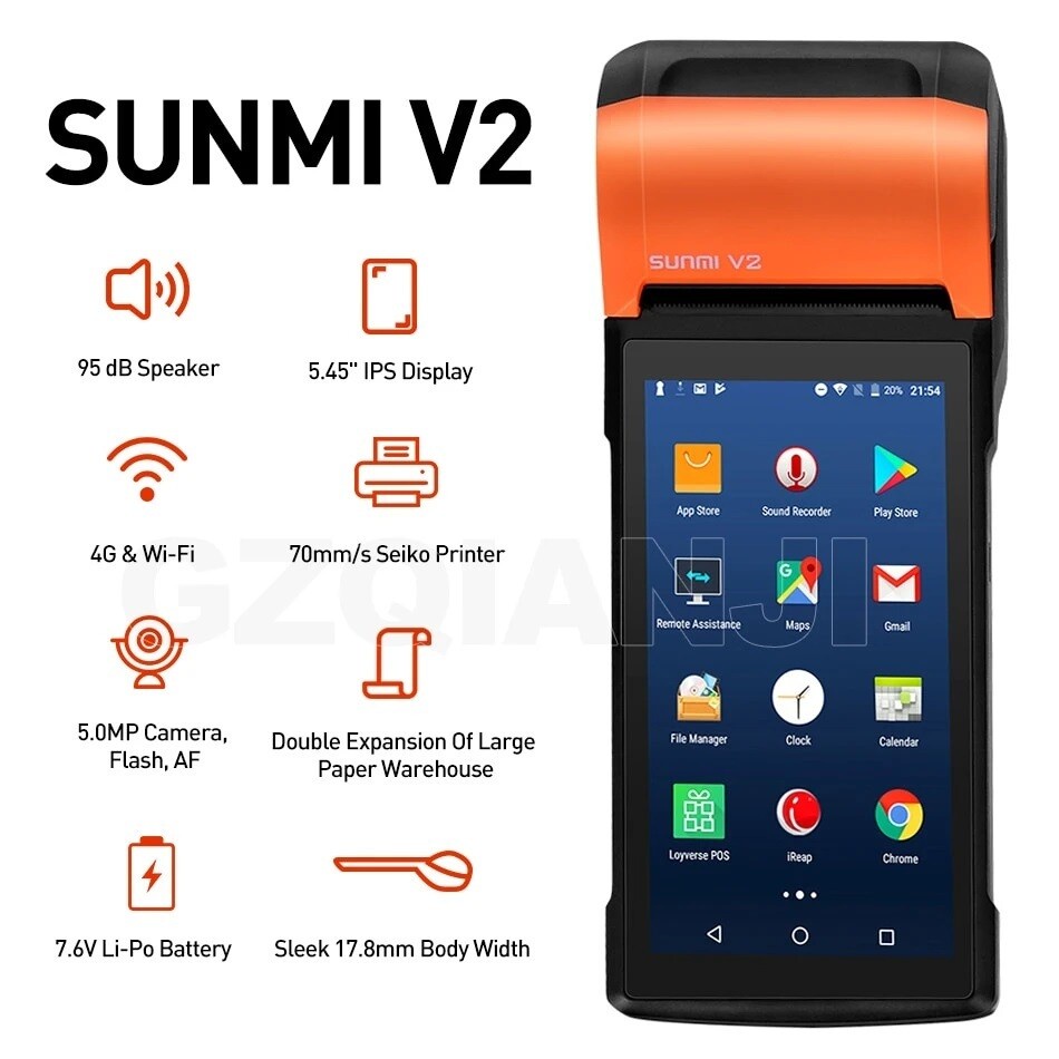 SUNMI V2 (GRABFOOD/FOODPANDA/SHOPEEFOOD/SRS TOP UP/MISI/DLL) | Shopee ...