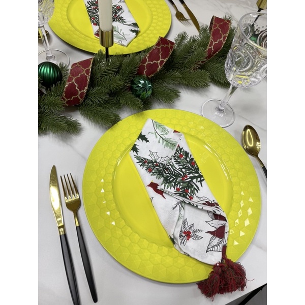 Charger Plates Set, Yellow Hexagon Decorative Charger Plates for ...