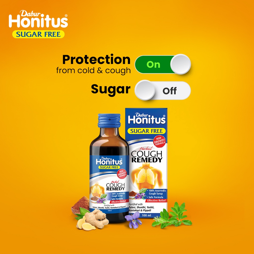 DABUR HONITUS HREBAL COUGH SYRUP SUGAR FREE 100 ML | Shopee Singapore
