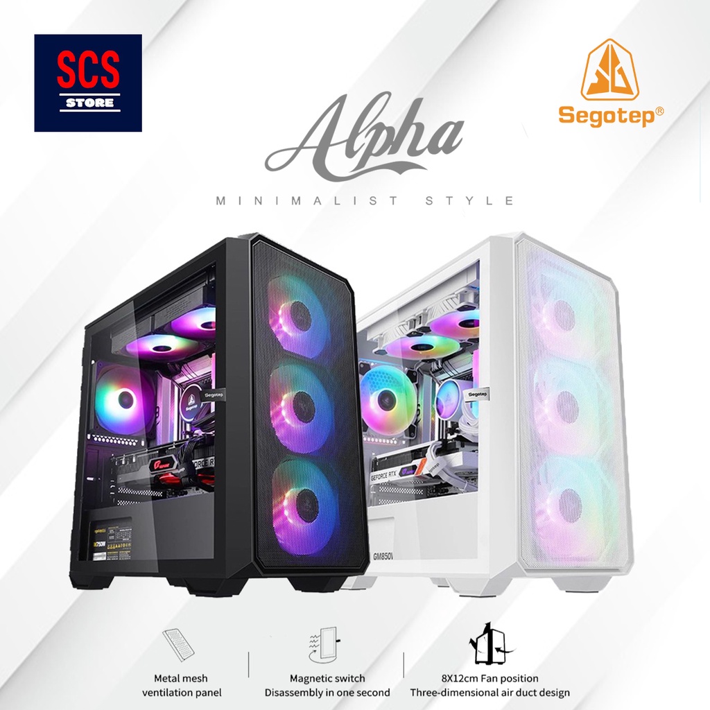 SEGOTEP ALPHA Tempered Glass M-ATX With RGB Fan Gaming Casing | Shopee ...