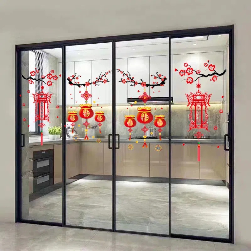 [wuxiang] New Year Festive Stickers Glass Door Decoration Stickers ...