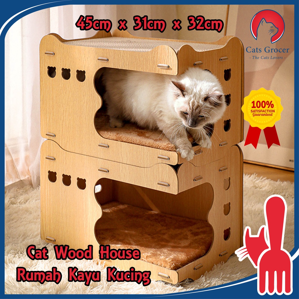 46cm Cat Wooden House Tahan Lama Wood Box Lego Cat House Wooden House ...