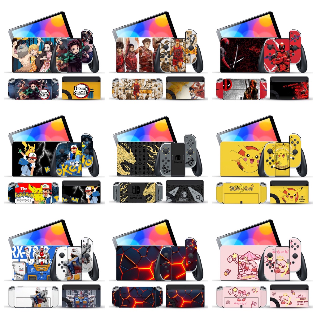 Skin Decal Sticker Set for Nintendo Switch, Dock, Joycon Oled / V2 ...