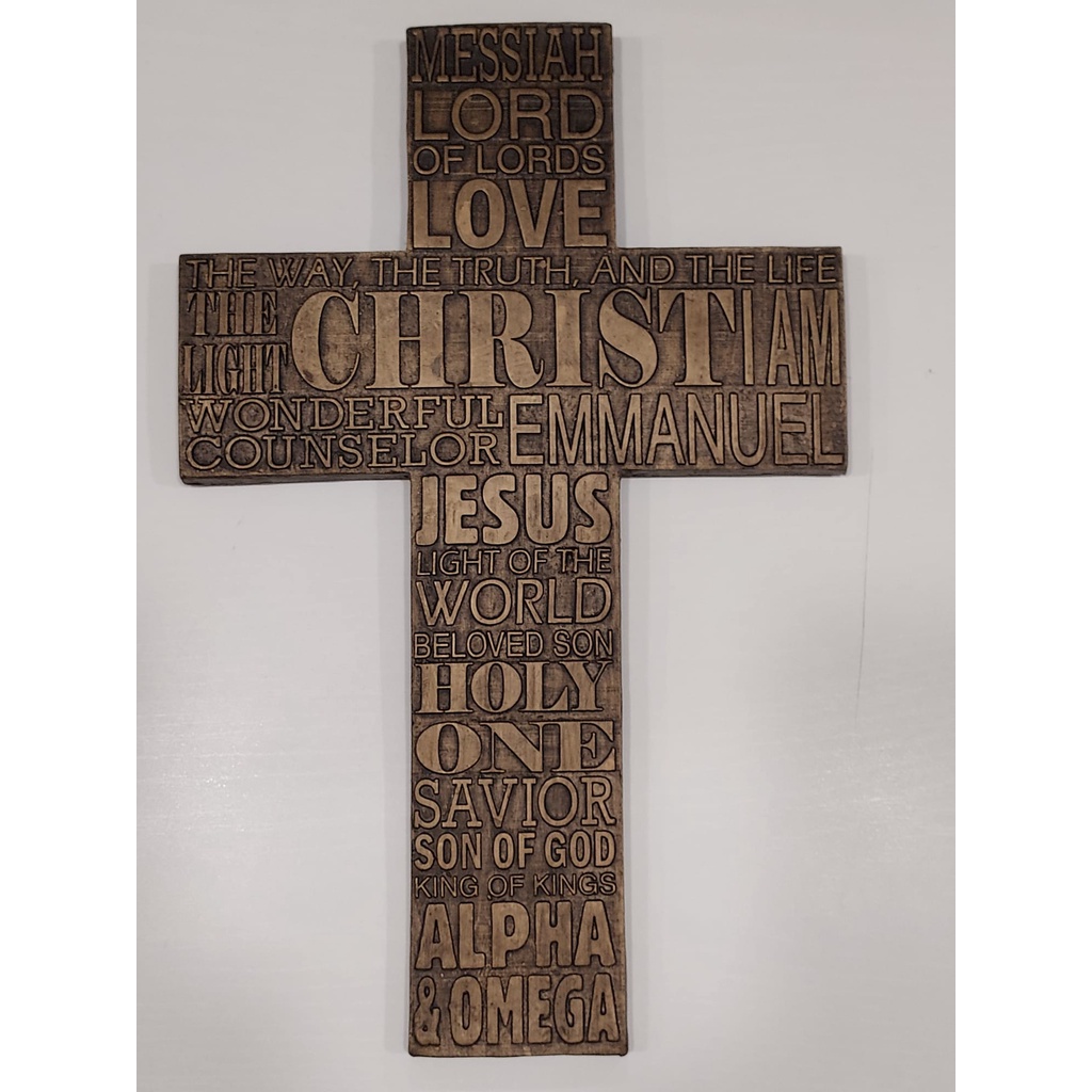 Home Decor: A Metal Cross engraved with the different Names of Jesus. A ...