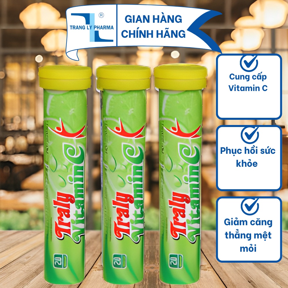 Traly Vitamin C effervescent tablets provide essential Vitamin C for the body. Tube of 20 Trang ...