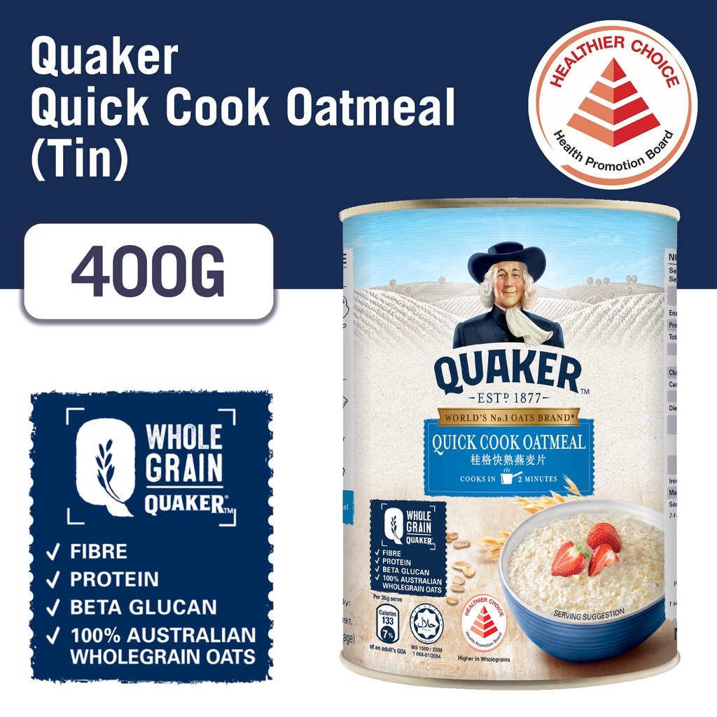 Quaker Oats Quickcook 2-minute Oatmeal 400g (Tin) | Shopee Singapore