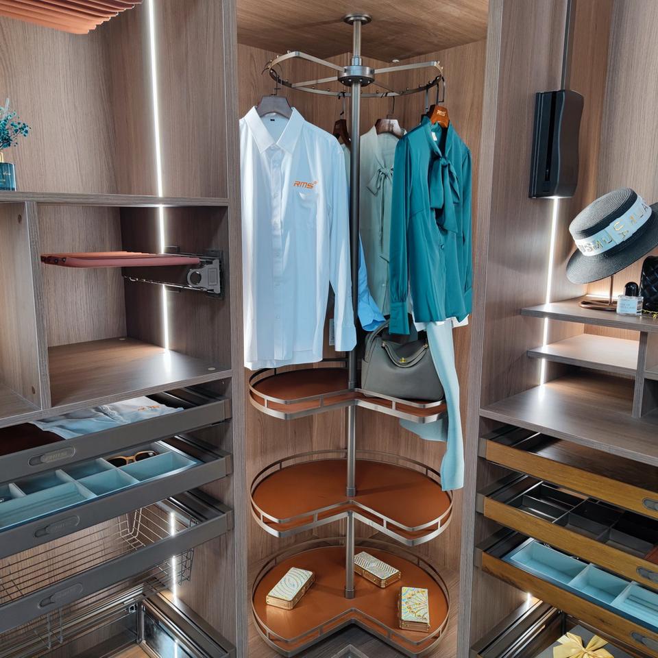 Wardrobe Organizers Iron Wardrobe Multilayers 360 Degree Rotating Round ...