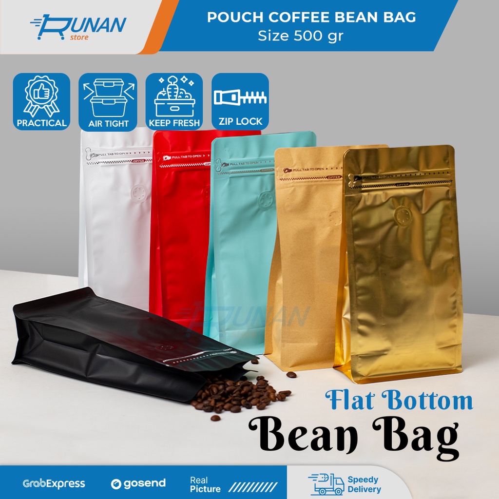 Flat Bottom Coffee Pouch 500 grams - Coffee Packaging 500g Valve Air ...