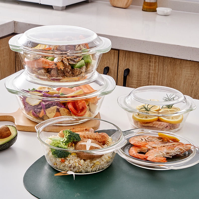 Pyrex Bowl Microwave Oven with Lid Oven Special Use Salad Bowl Water ...