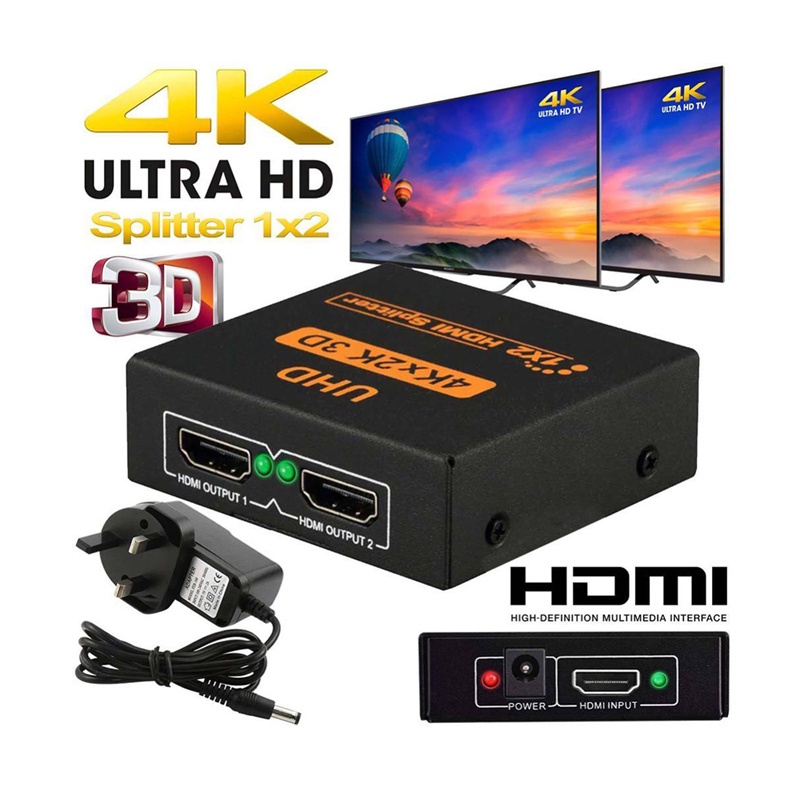 4K 3D HDMI Splitter UHD for TV Monitor Laptop 1 In 2 Out TV Extend ...