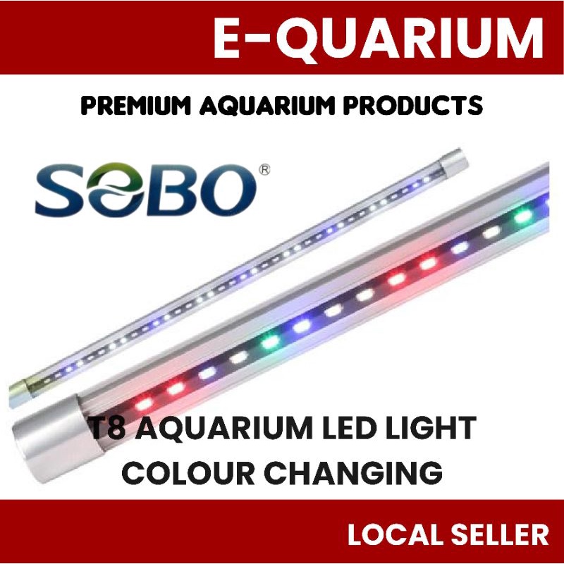 (E-Quarium) SOBO T8 LED Submersible LED Changing Colour Light for Aquarium Fish Tank | Shopee ...